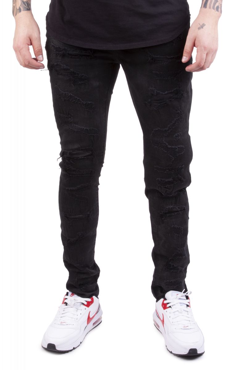 FOREIGN LOCALS Slasher Thrashed Jeans FLS-002BLACK - Karmaloop