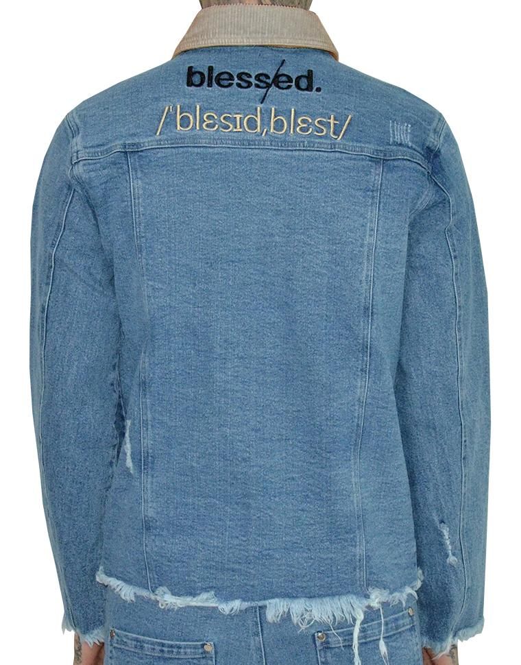 THE HIDEOUT CLOTHING Blessed Denim Jacket HDTCLTHNG-B6336E - Karmaloop