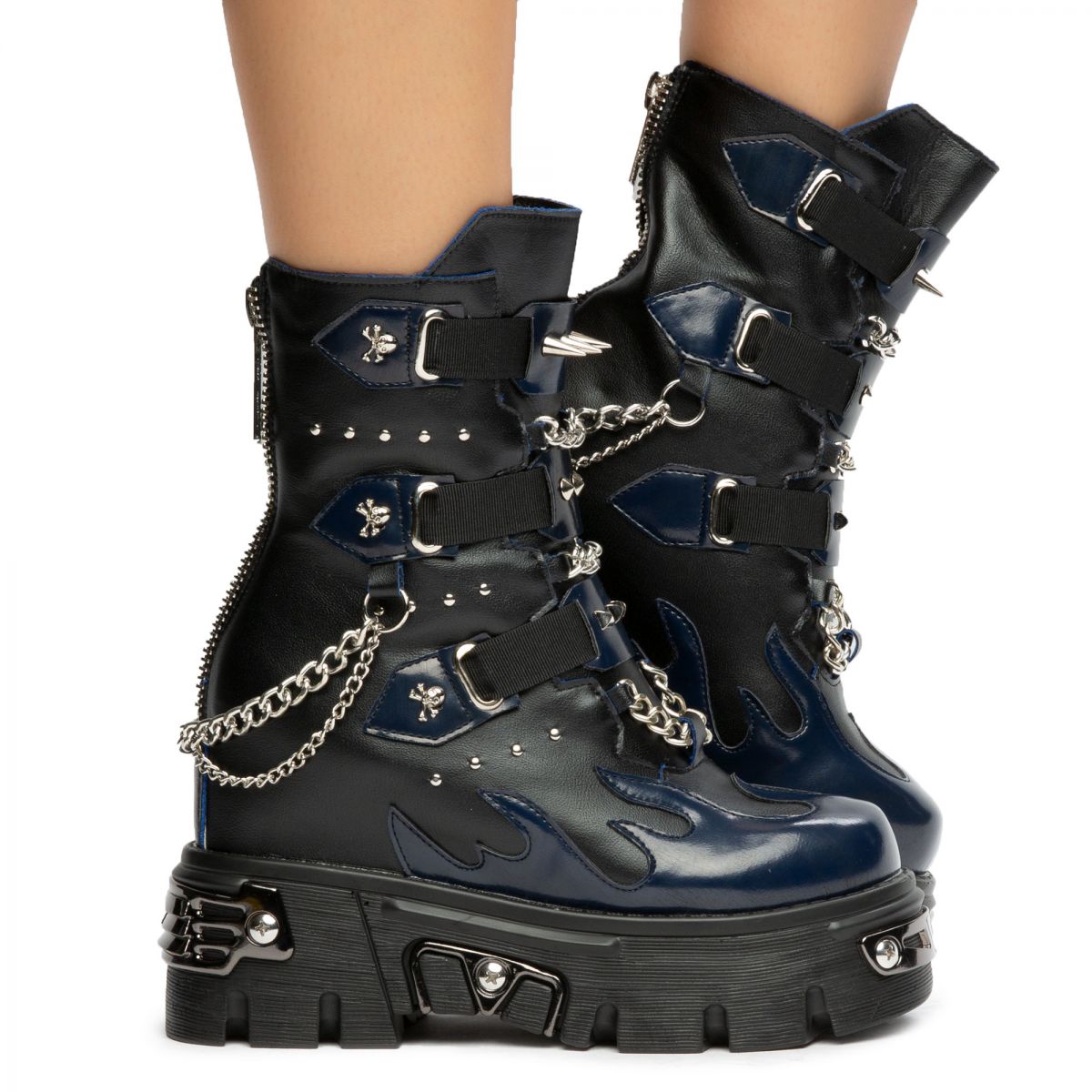 ANTHONY WANG Blue Dream Platform Booties With Studs BLUE DREAM-NAVY ...