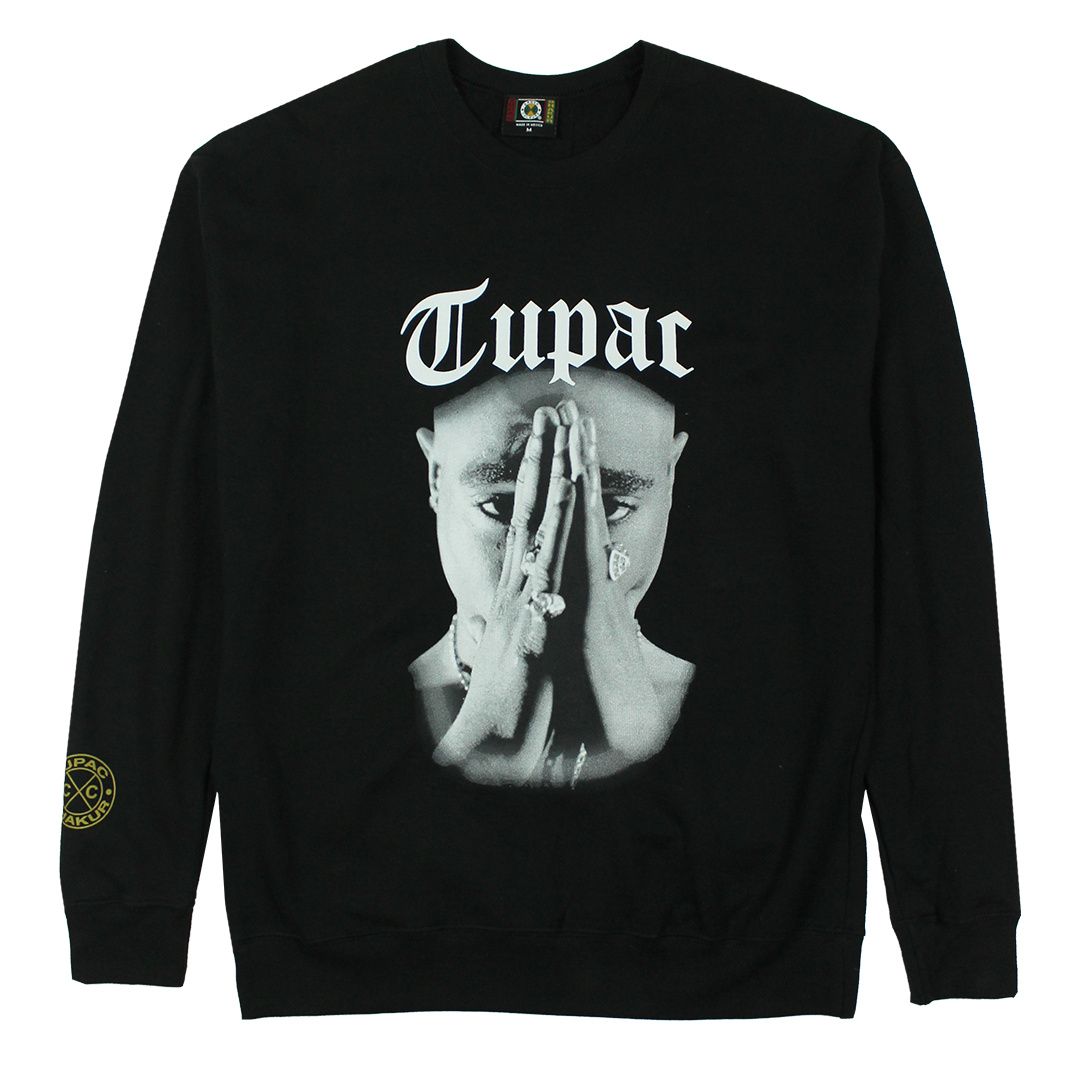 CROSS COLOURS Tupac Praying Hands Crewneck - Black T80323TPR-BLK-BLACK ...