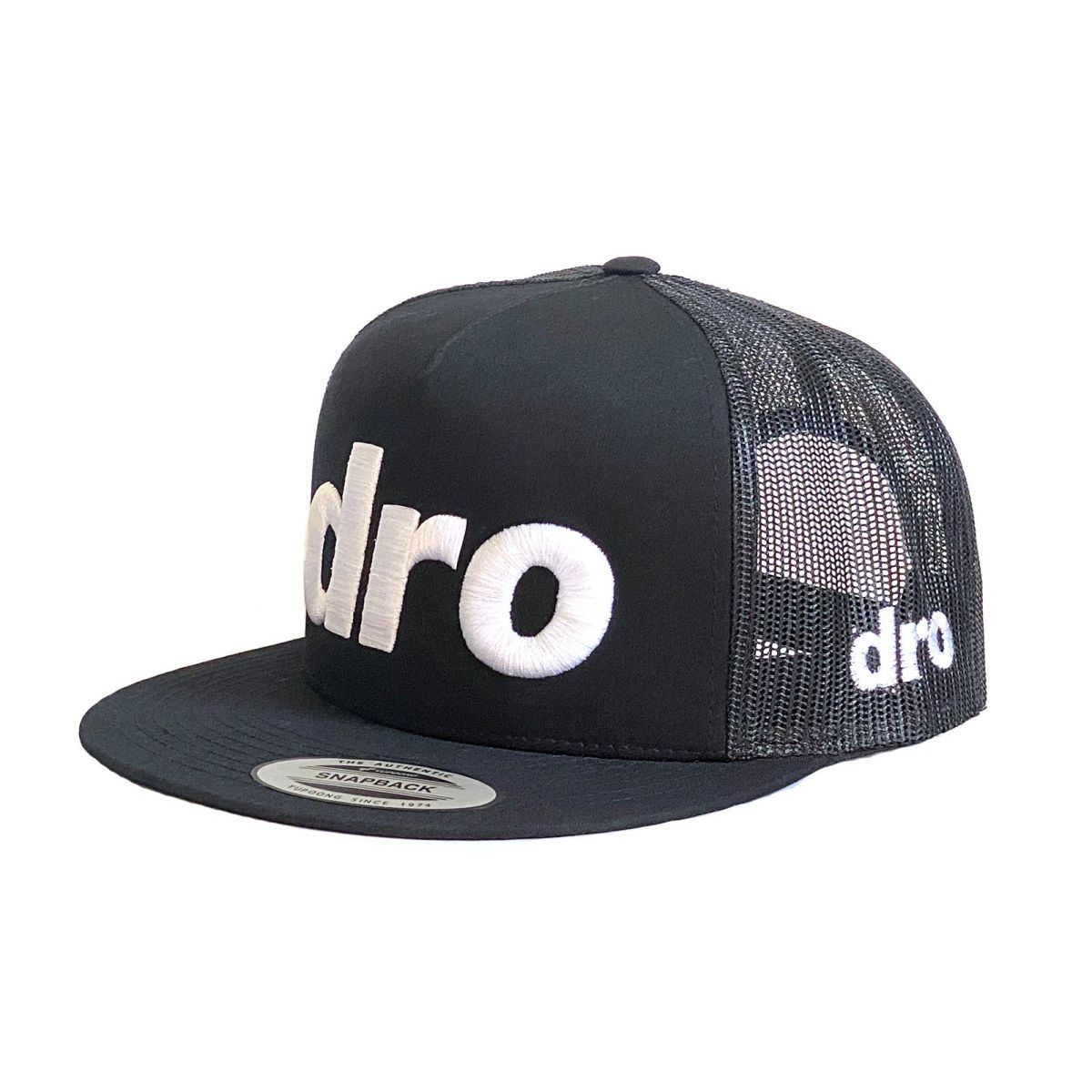 DRO Black Trucker Snapback White Logo -848398-BLACK - Karmaloop