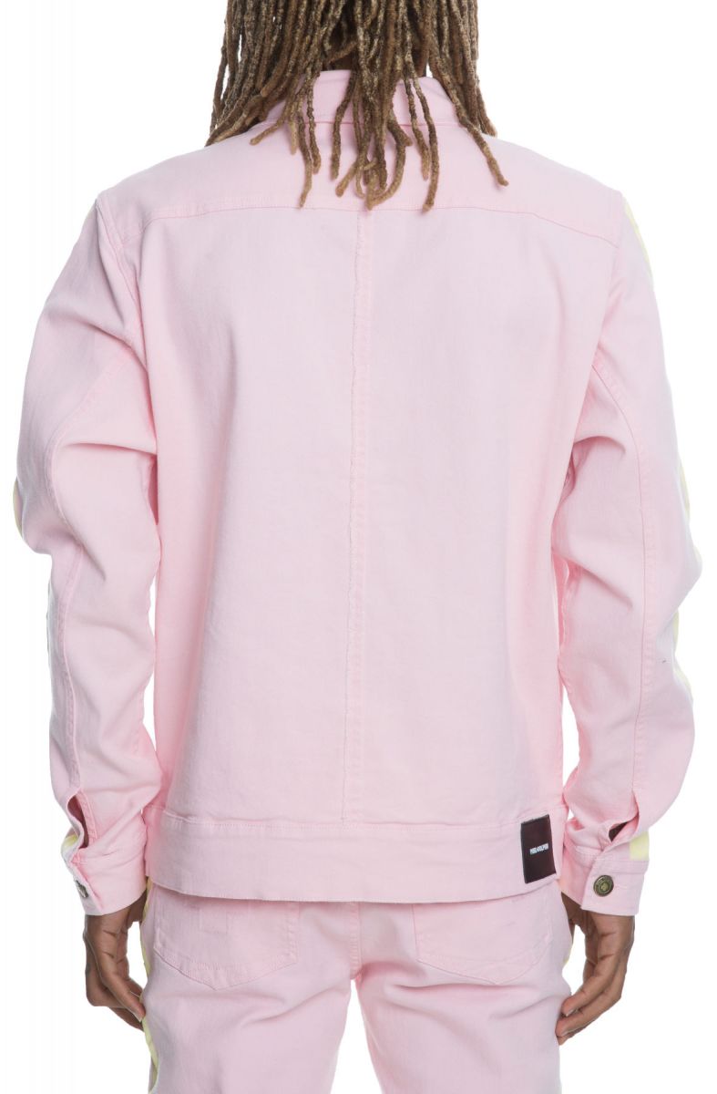 PINK DOLPHIN The Stripe Denim Trucker Jacket in Pink PS21805SDJPI ...