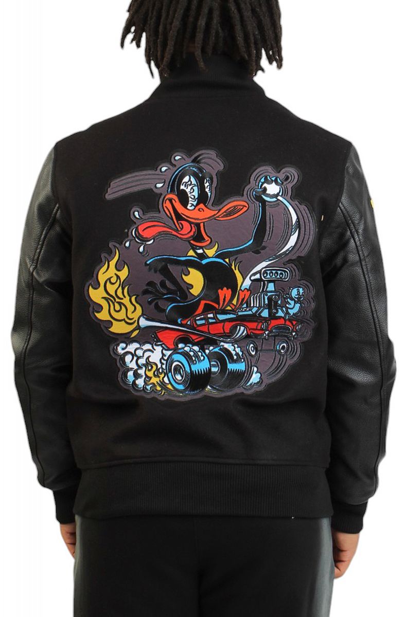 MAXIMA Looney Tunes Hot Rod Daffy Varsity Jacket LT60951-JBK - Karmaloop