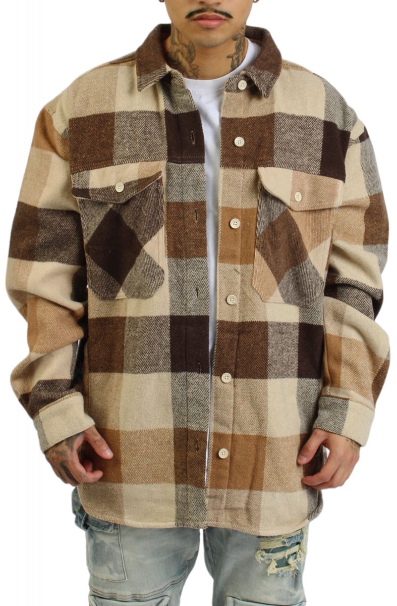 HIGH CALIBER Lumberjack Flannel C13659-KHAKI - Karmaloop