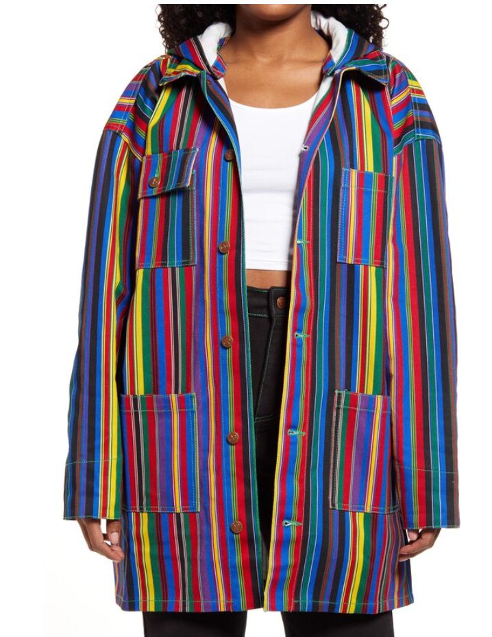 CROSS COLOURS Stripe Hooded Barn Jacket - Multi C6045ST9-MUL - Karmaloop