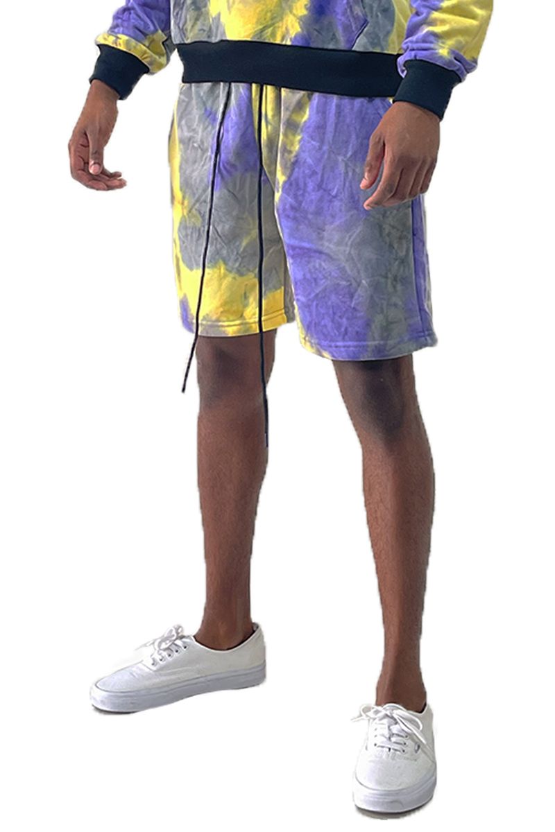 WEIV Black Band Tye Dye Shorts SP368-PURPLEYELLOW2 - Karmaloop