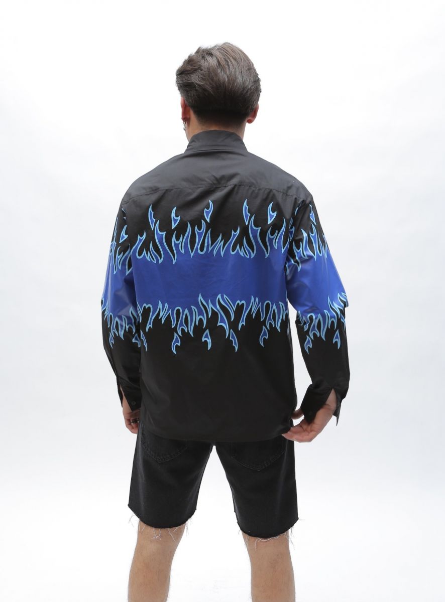 NOKWAL Blue Flame Black Shirt 2020BBFS010 - Karmaloop