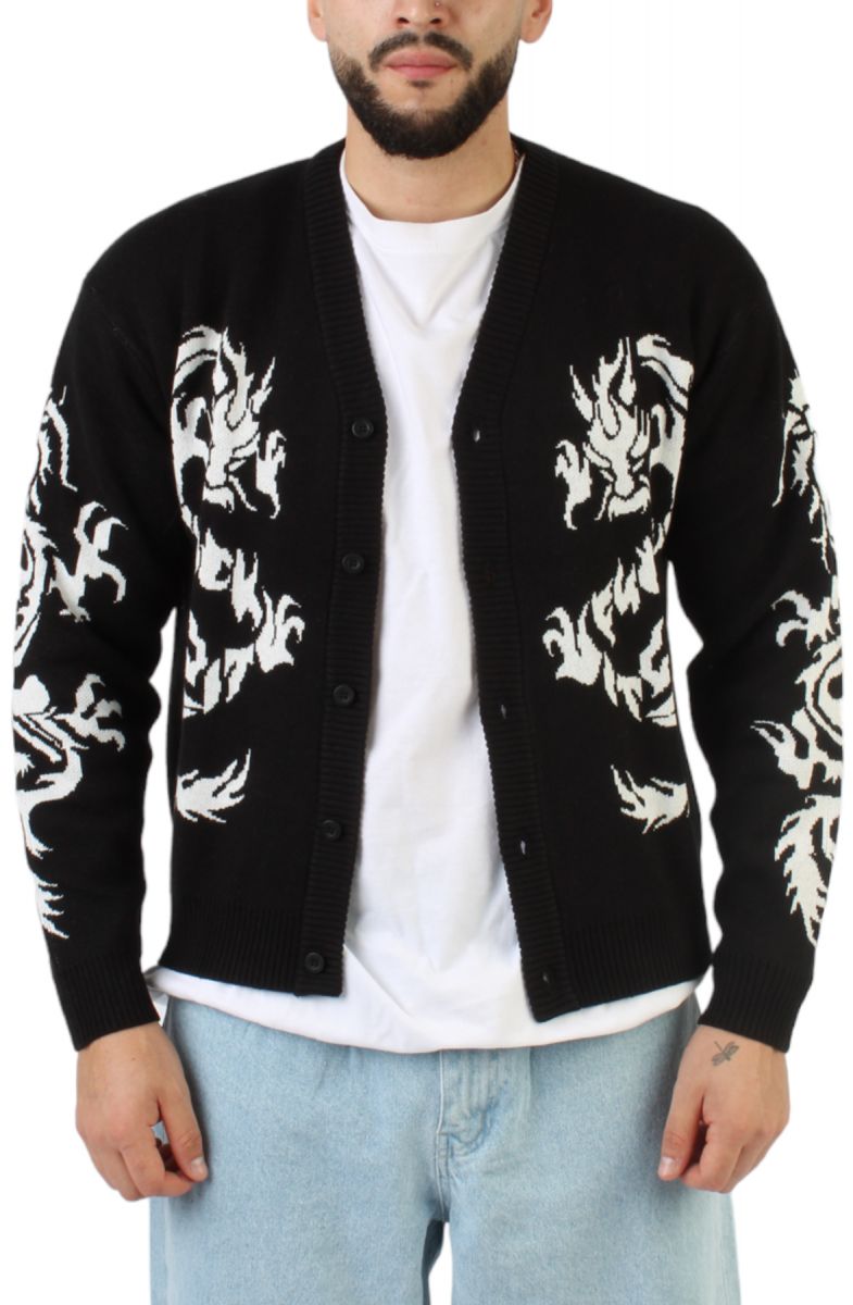 HUF Twin Dragon Cardigan KN00466-BLK - Karmaloop