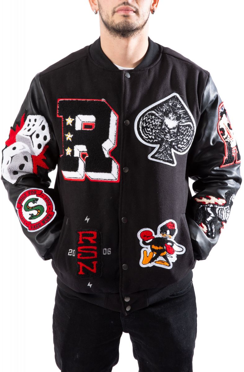 REASON Spoiler Varsity Jacket H0-147BLKRED - Karmaloop