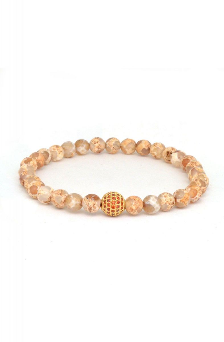 SPOILED PEASANTS Cream Agate + Orange Cubic Zirconia Accent Men's ...