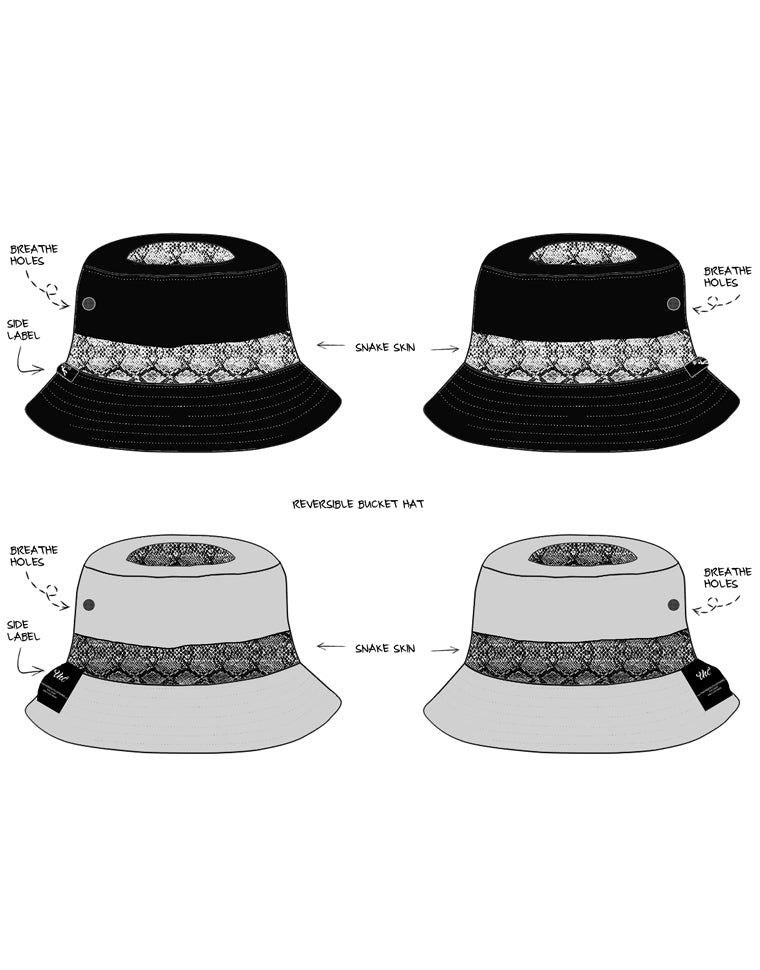 HIDEOUT Snakes & Shapes Reversible Bucket Hat THC-SN-OB ...