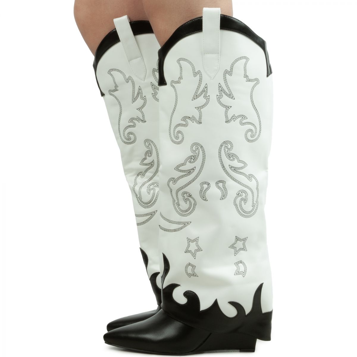 AZALEA WANG Wedge Western Boot OUTLAND-BLK-WHT - Karmaloop