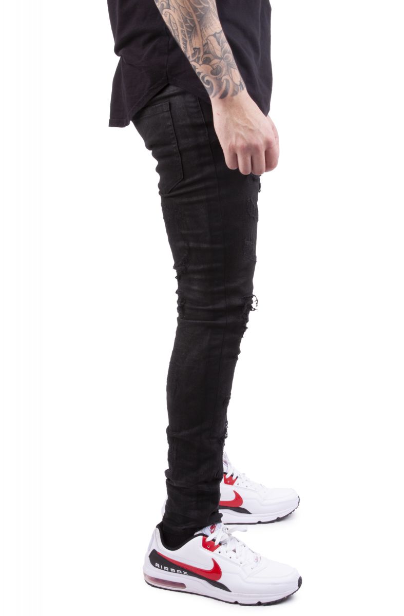 FOREIGN LOCALS Slasher Thrashed Jeans FLS-002BLACK - Karmaloop
