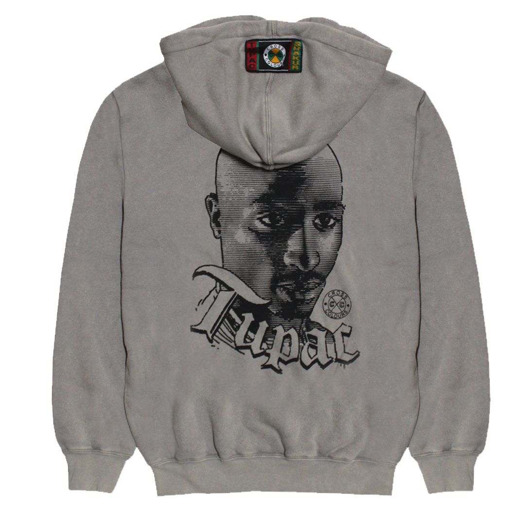 CROSS COLOURS Tupac Stencil hoodie - Mineral Gray C80223TS-GM - Karmaloop