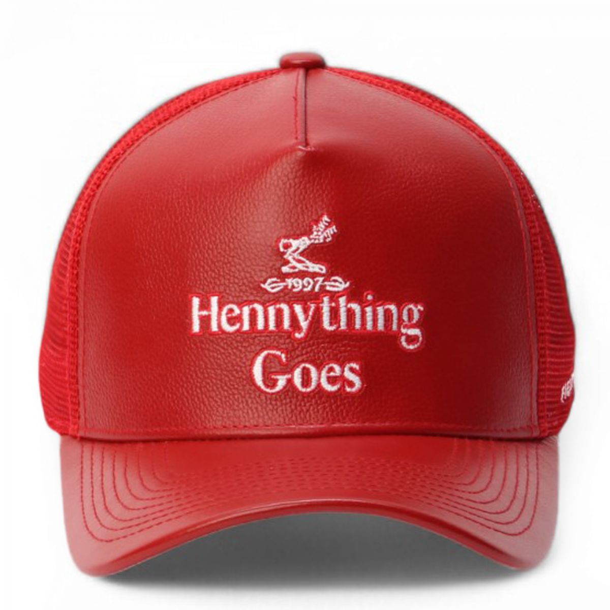 FIELD GRADE Hennything Goes Leather Trucker Hat 1005211-RED - Karmaloop