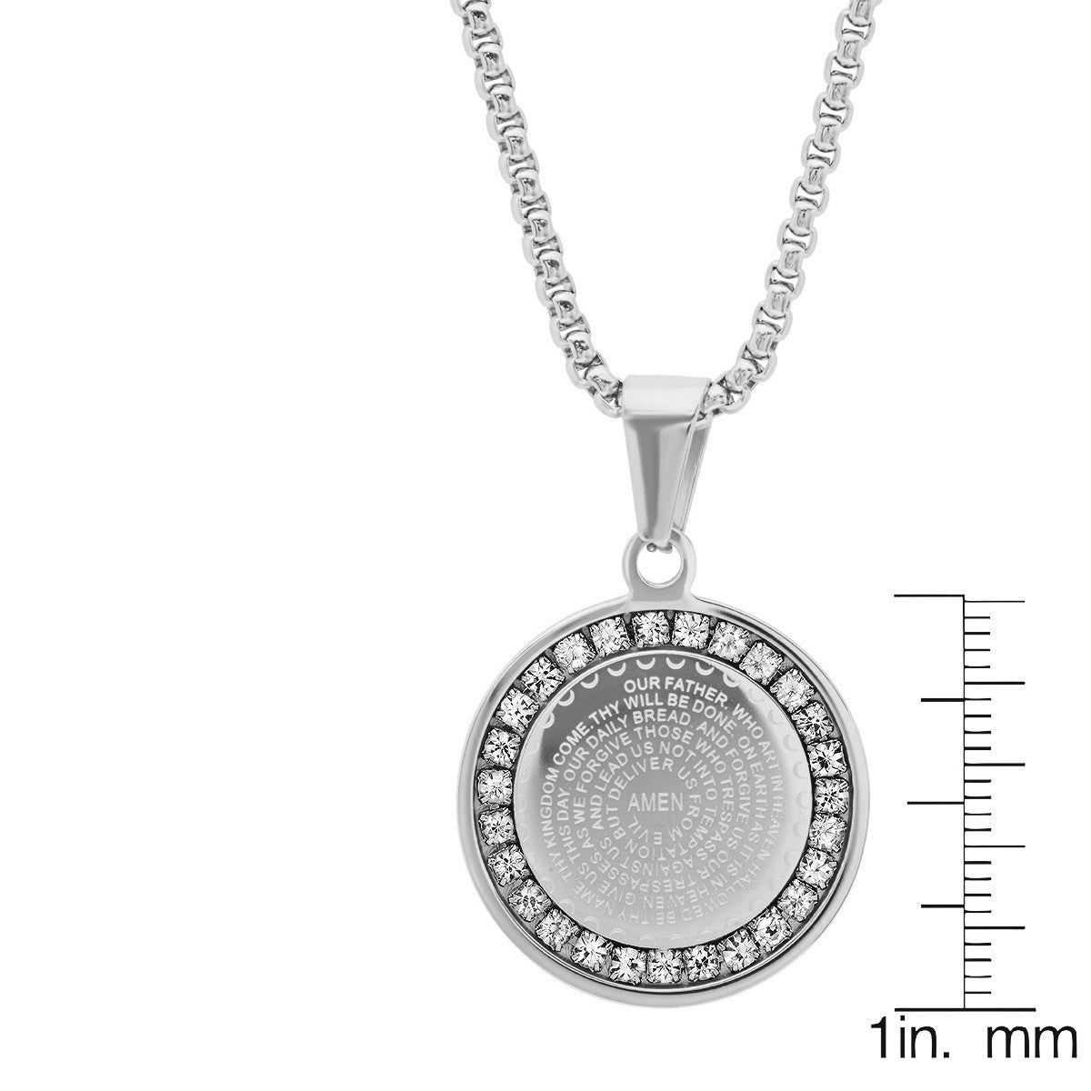 HMY JEWELRY Our Father Prayer Round Pendant With Simulated Diamonds 821 ...