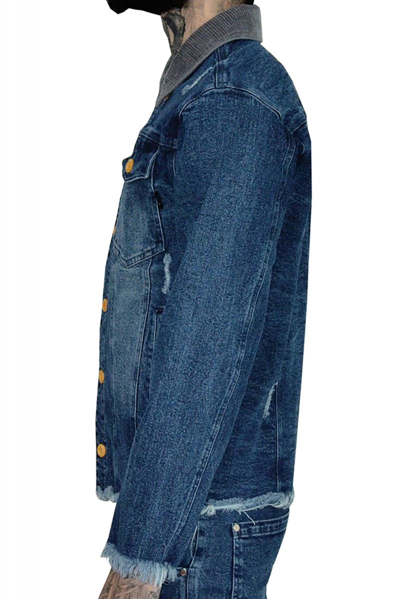 THE HIDEOUT CLOTHING Blessed Denim Jacket (Cloud Grey/Dark Wash) HO20 ...