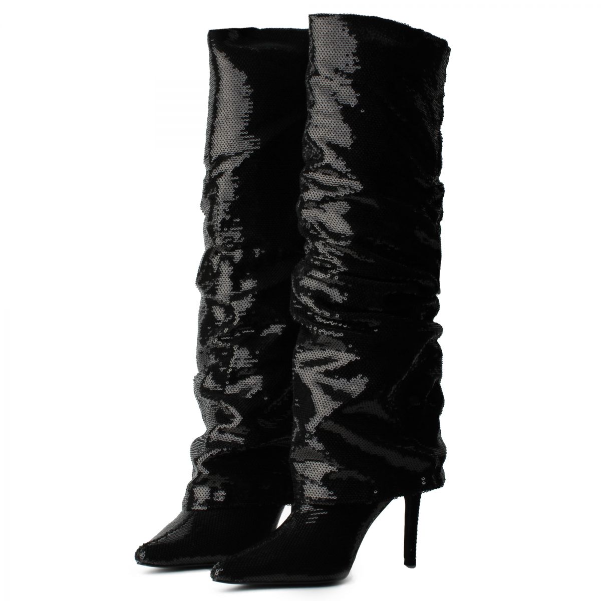 SOLE LA VIE Boss-01 Drape Stiletto Boot BOSS-01-BLK - Karmaloop