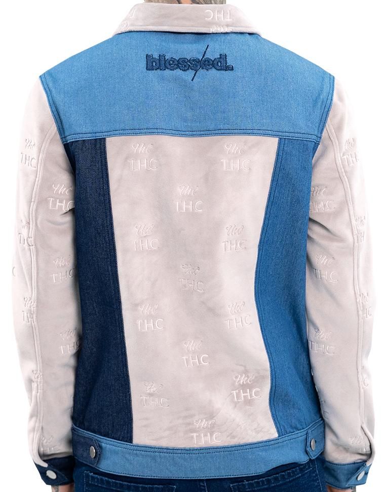 THE HIDEOUT CLOTHING Blessed Everywhere Denim Velour Jacket HDTCLTHNG ...