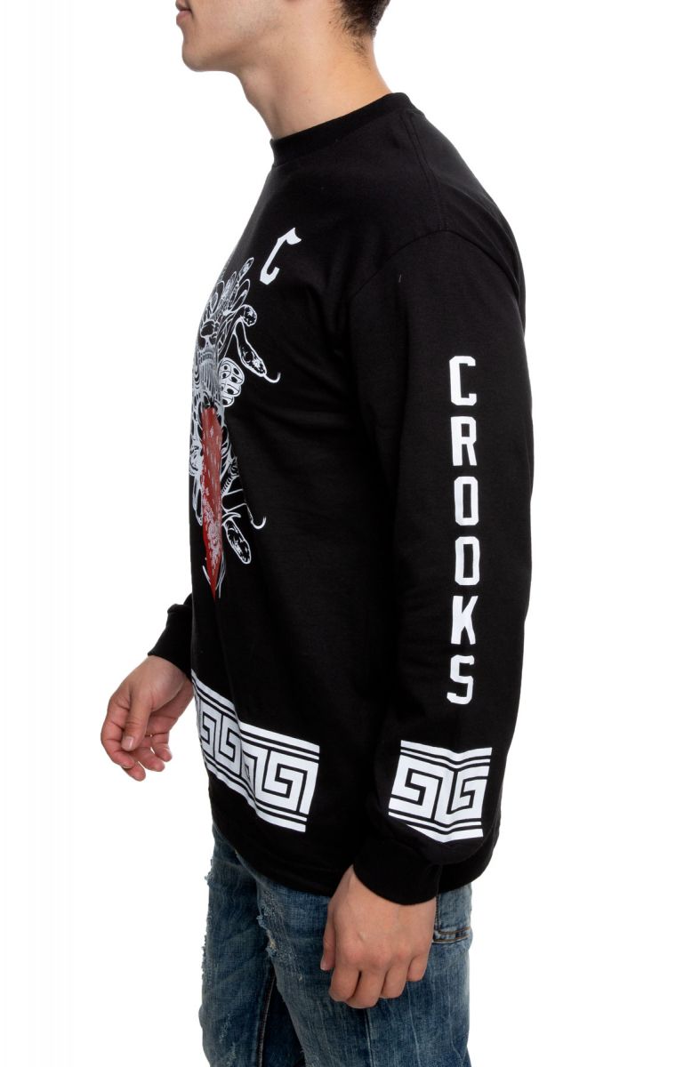 CROOKS AND CASTLES Crooks Standard Long Sleeve Tee C1950735-BLK - Karmaloop