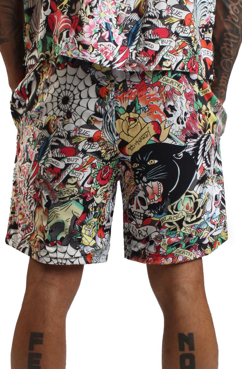 ED HARDY Tattoo Collage Short EHBAO8002-5 - Karmaloop
