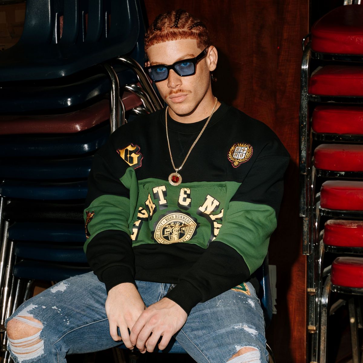 8&9 MFG CO. Varsity Crew Neck Sweatshirt CRVARBLK-BLACK - Karmaloop