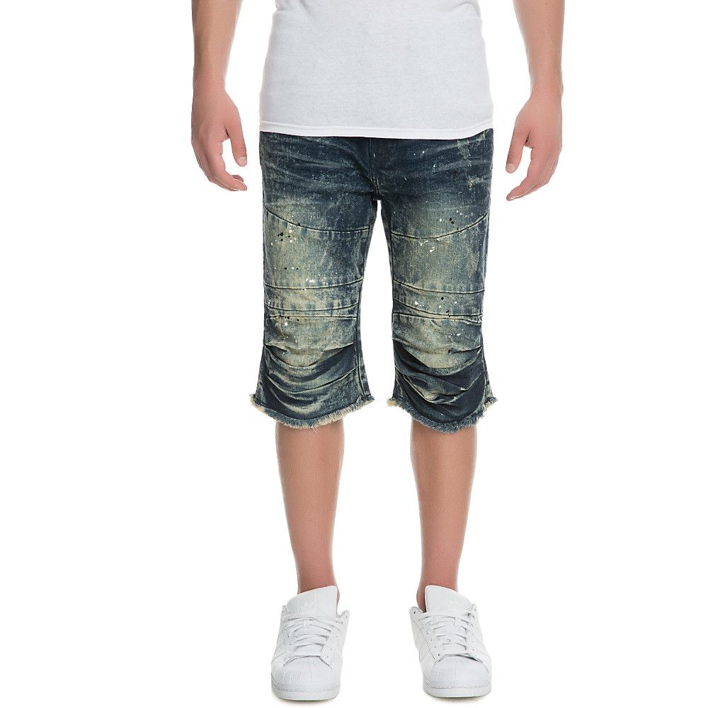 FBRK Men's Denim Knee Rip Shorts JS 7340 MB - Karmaloop