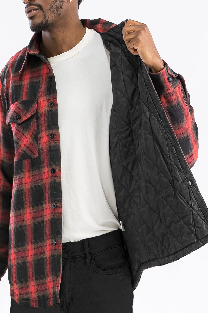 WEIV Mens Quilted Flannel Shacket FL302-RED2 - Karmaloop