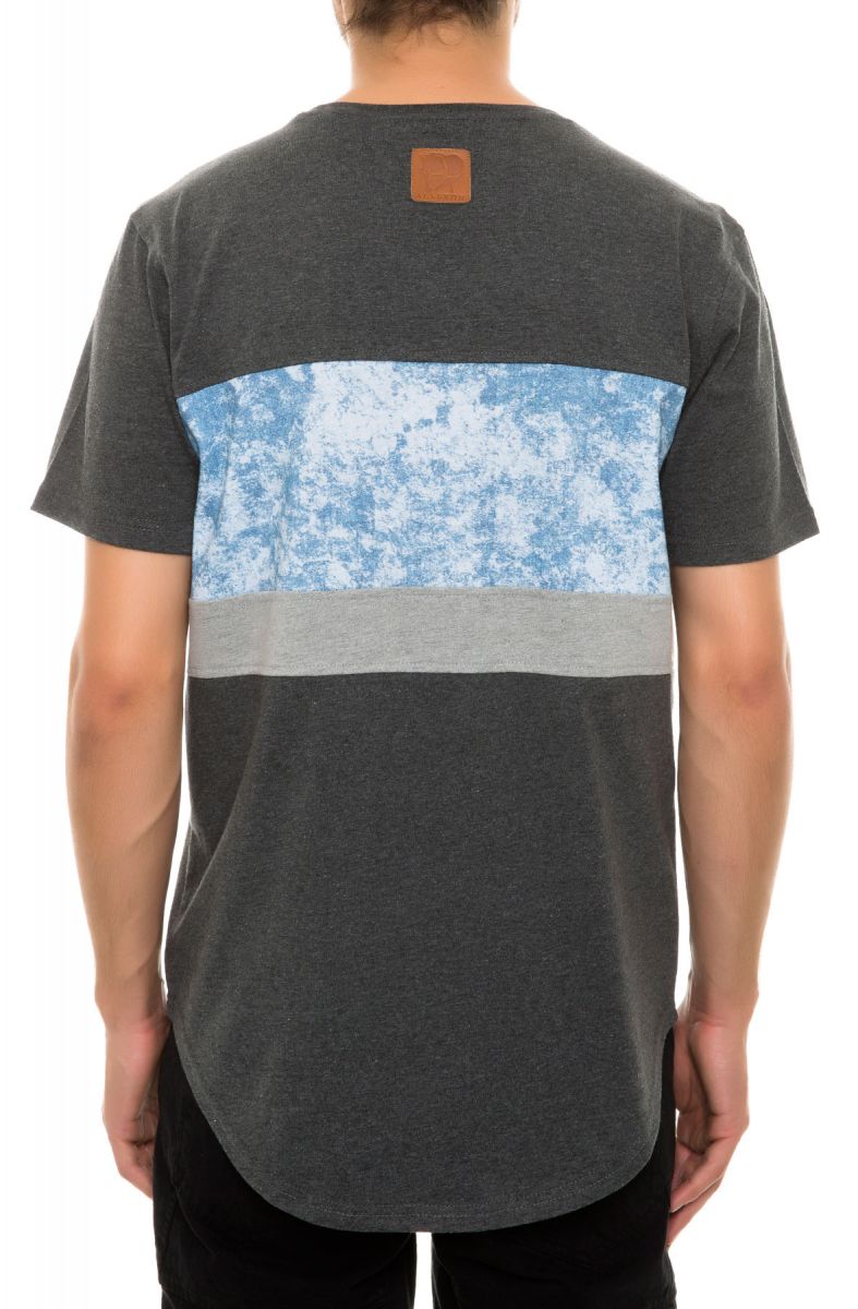 ALLSTON OUTFITTER The Acid Wash Denim & Jersey Cut Block Tee in Dark ...