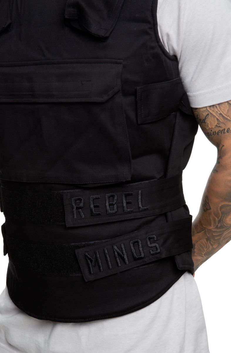 REBEL MINDS Riot Tactical Twill Vest 192-532BLK - Karmaloop