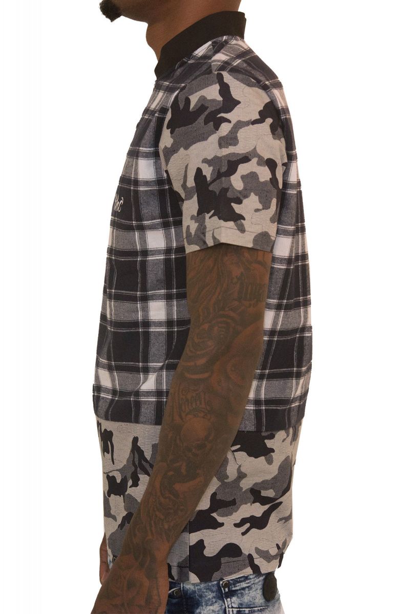 THE HIDEOUT CLOTHING Plaid Camouflage Shirt (Navy ...