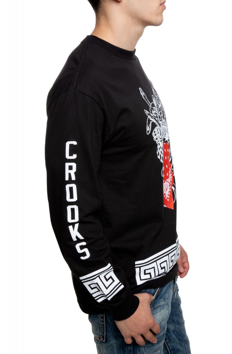 CROOKS AND CASTLES Crooks Standard Long Sleeve Tee C1950735-BLK - Karmaloop
