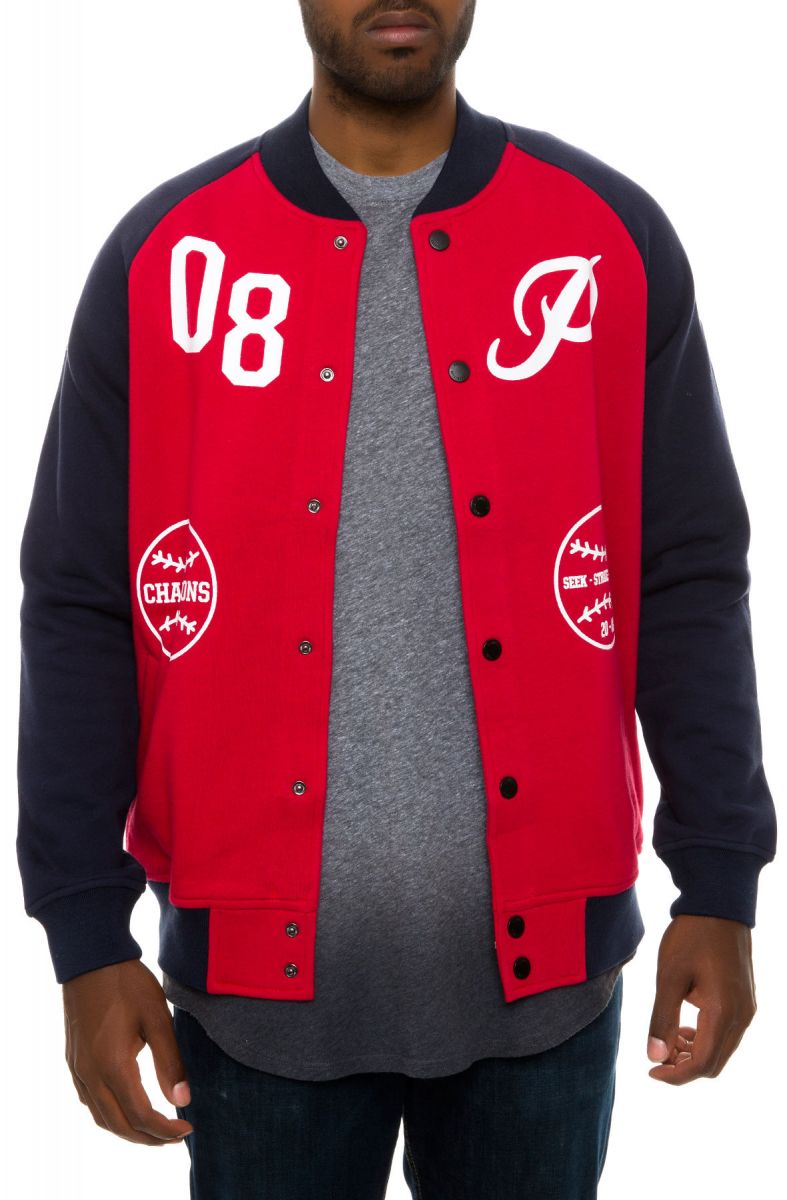 PRIMITIVE The Homebase Varsity Jacket in Red & Navy PASP15D2-1032-RNVY ...