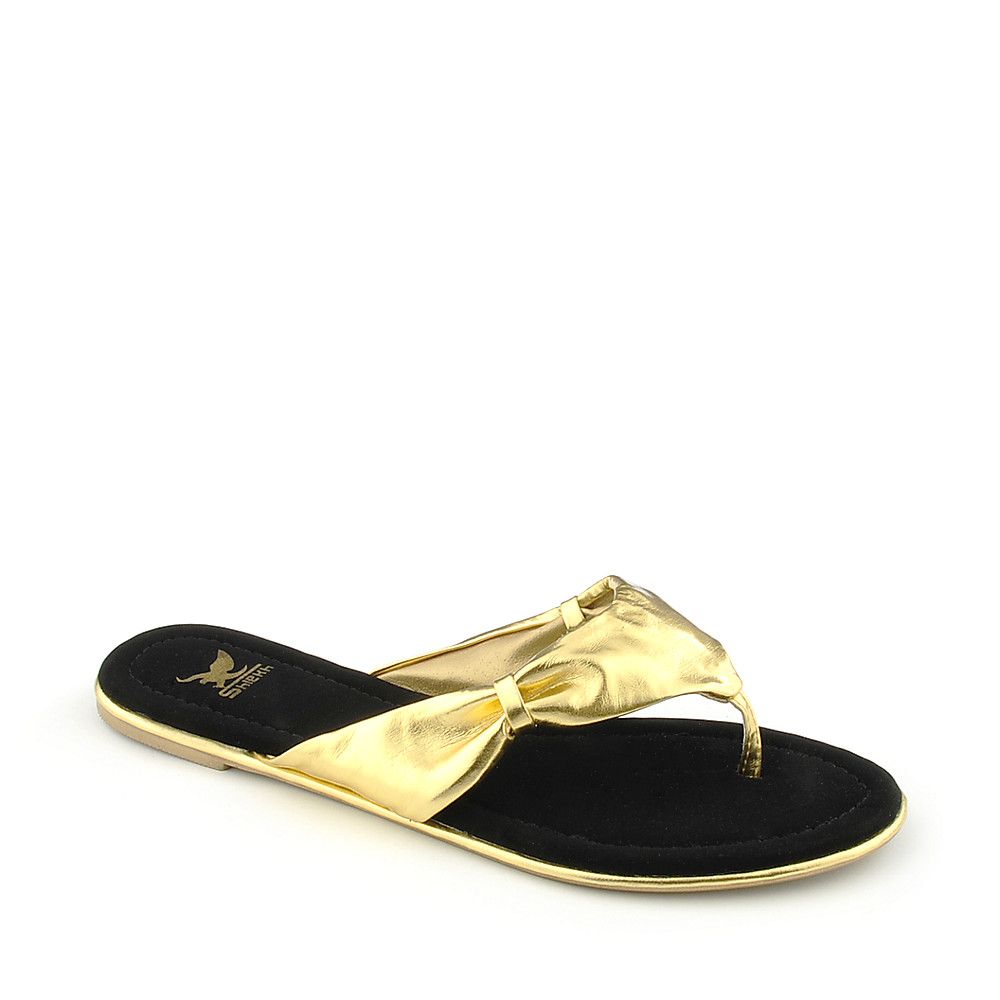 SOLE LA VIE Yoyo Flip Flop Thong Sandal GOLD YOYO/GOLD/BLACK - PLNDR