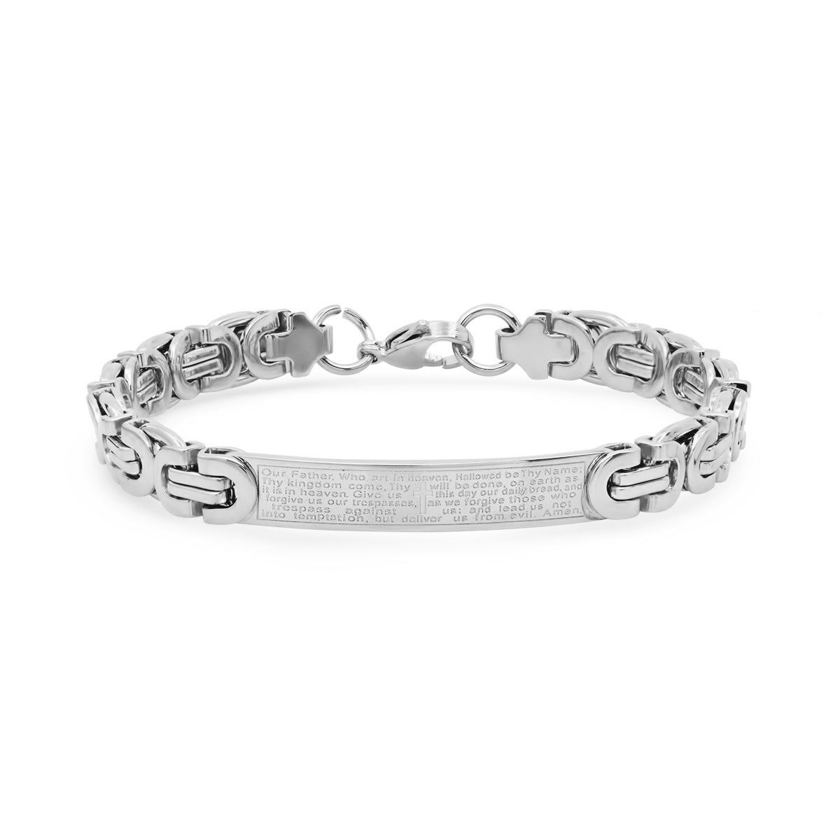 STEELTIME Byzantine Link Our Father English Prayer Id Bracelet 666-267 ...