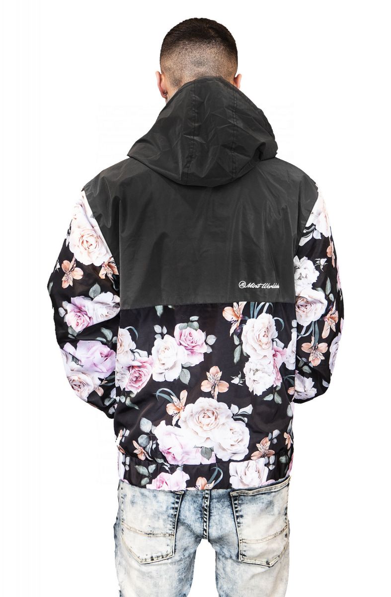MINT Mint Windbreaker Anorak Floral Jacket Black MWBAFL-BK - Karmaloop