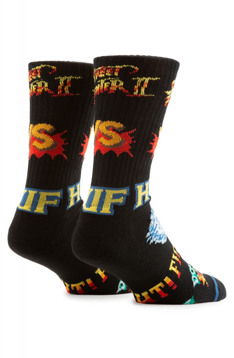 HUF Street Fighter Logo Socks SK0036-BLK - Karmaloop