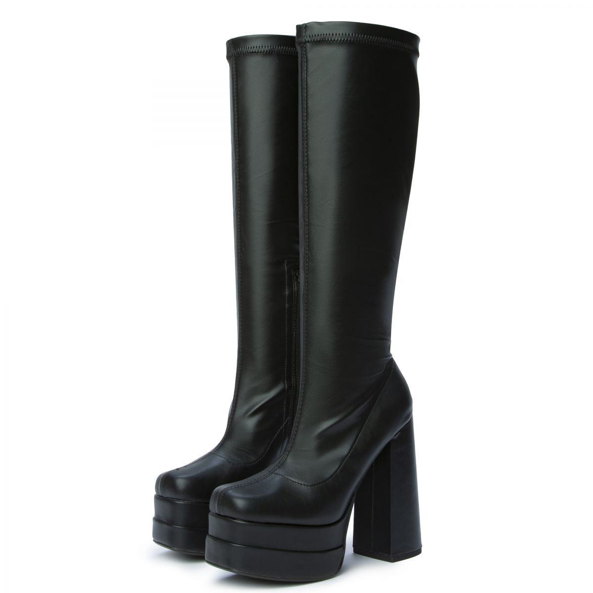 SOLE LA VIE Glass Platform Heel Boot FD GLASS-BLK - Karmaloop
