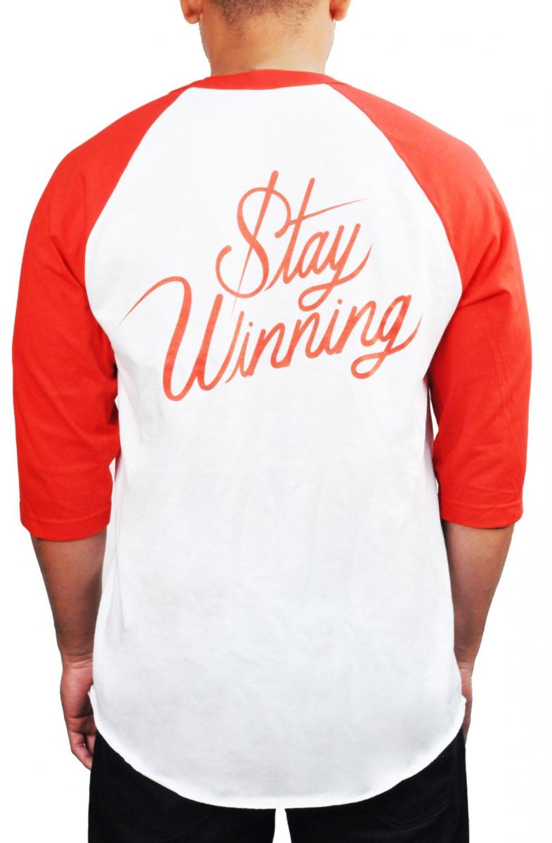 STAY WINNING White/Red Baseball Tee SW-SW-0025 - Karmaloop