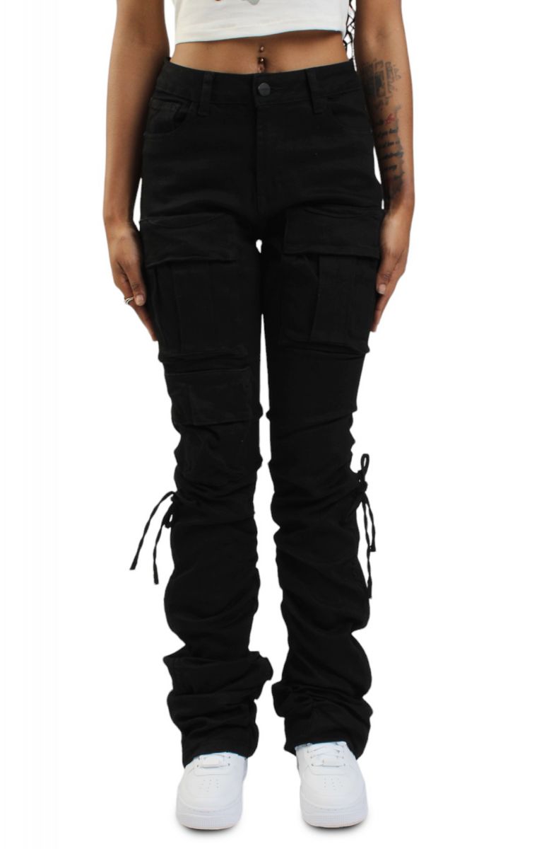 SMOKE RISE High Rise Strap Bootcut Twill Pants AP24113-BLK - Karmaloop