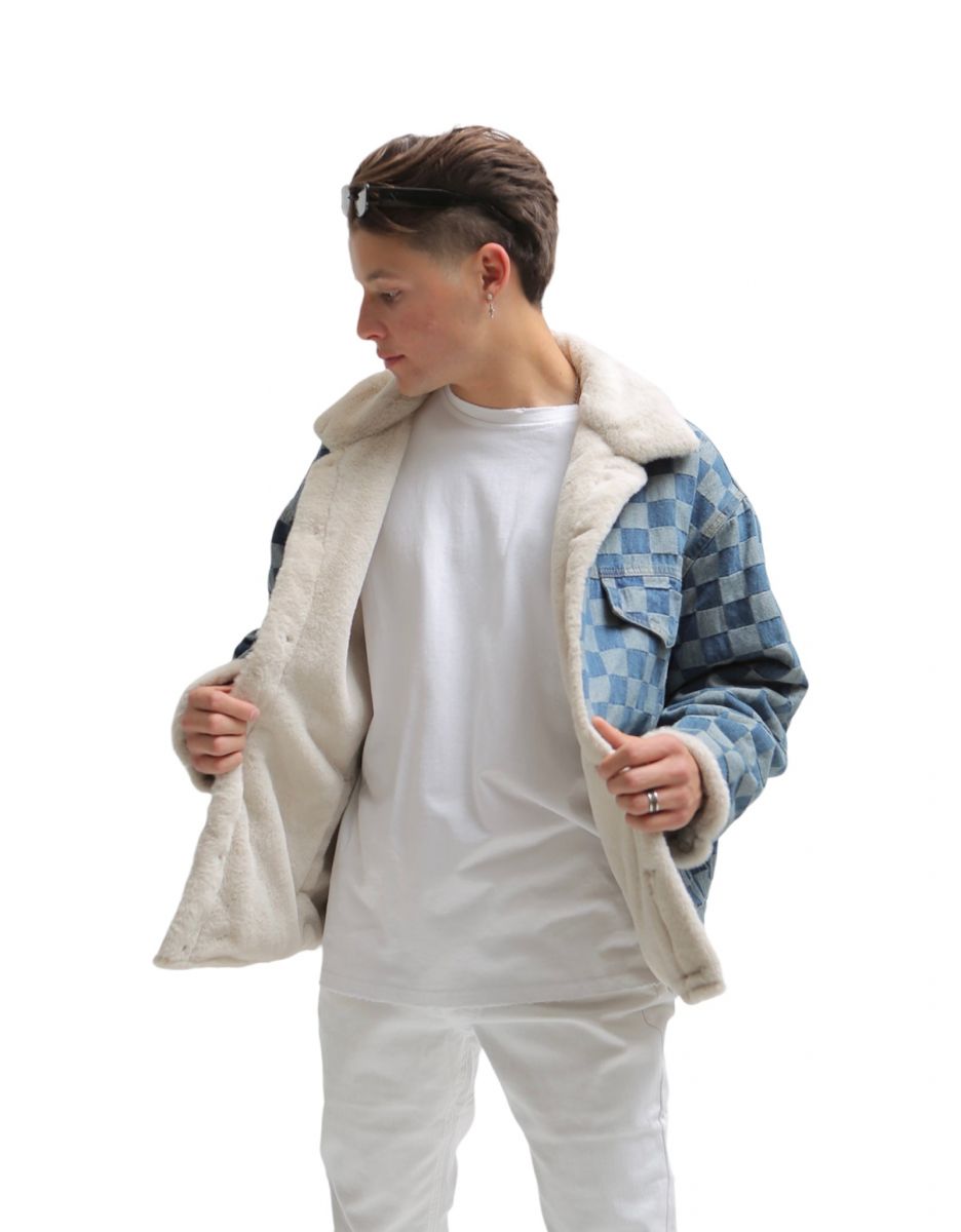 NOKWAL Checkered Print Reversible Denim Jacket NKWL-A8D8BD - Karmaloop