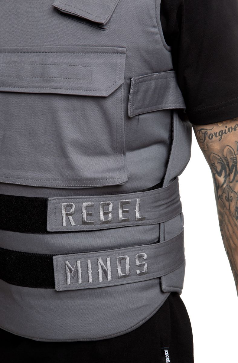 REBEL MINDS Riot Tactical Twill Vest 192-532DKGRY - Karmaloop