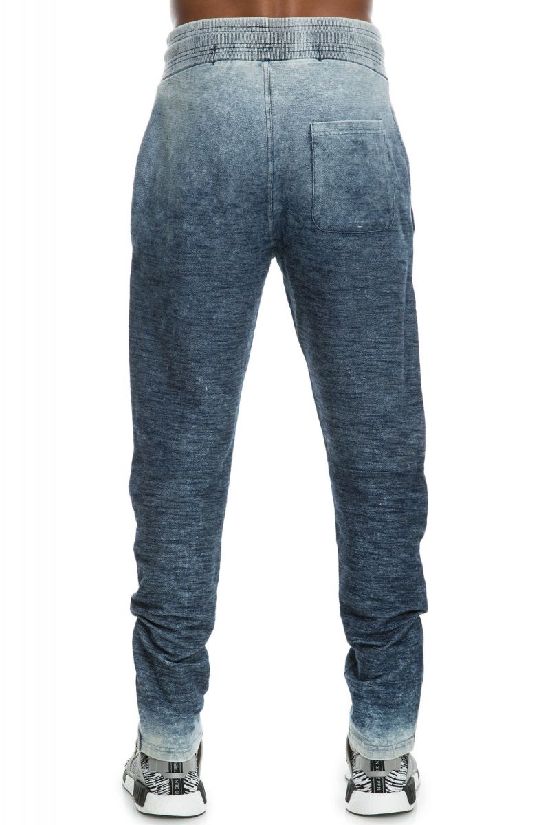 THE TRADE COLLECTIVE The Distressed Indigo Denim Wash Sweats in Aged ...