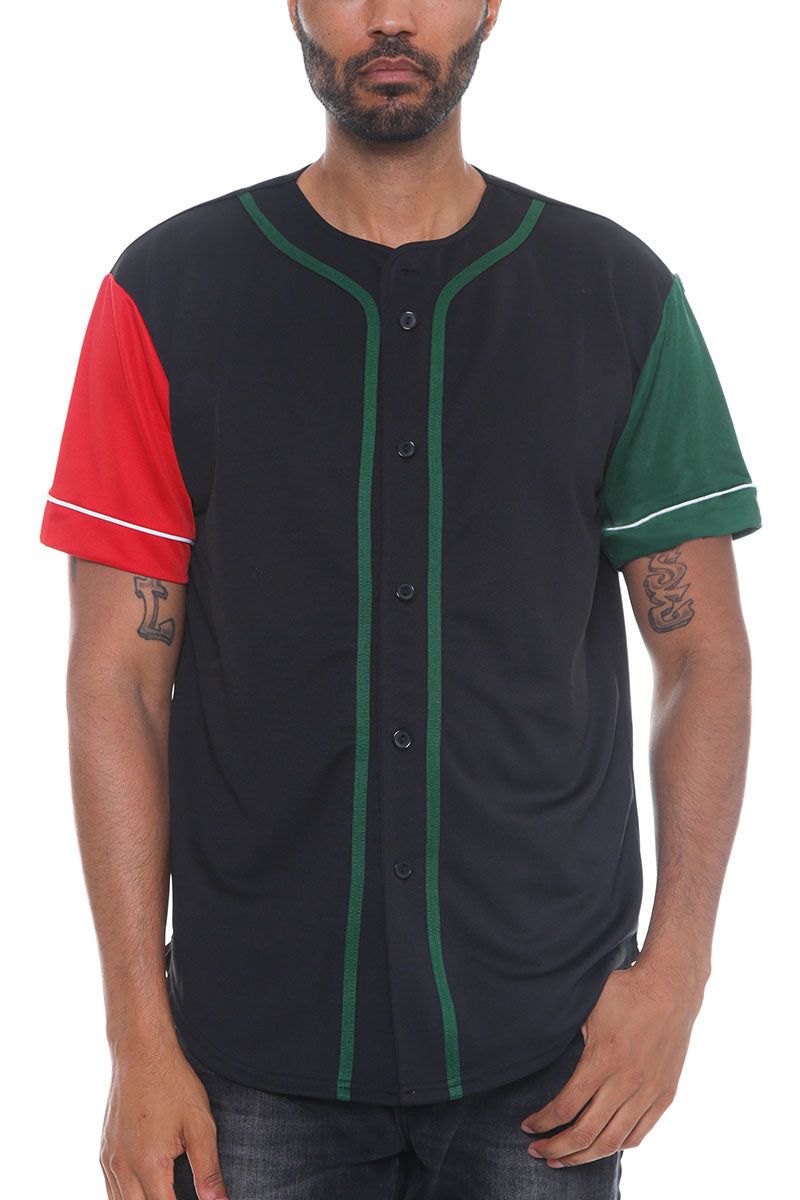 WEIV Corazon Color Block Baseball Jersey STS0171-BKREDGRN - Karmaloop
