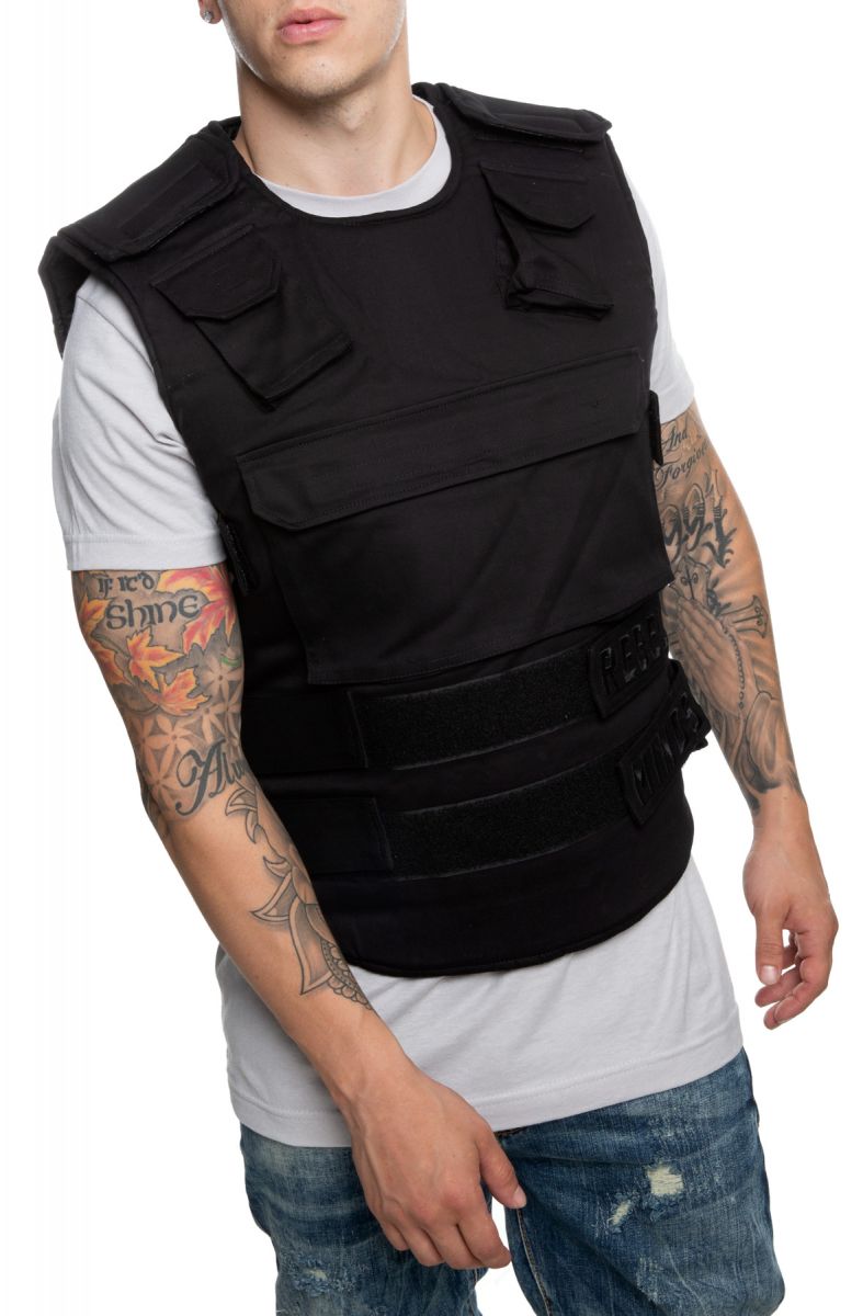 REBEL MINDS Riot Tactical Twill Vest 192-532BLK - Karmaloop