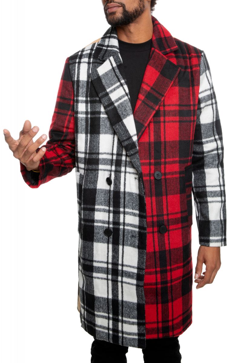 ROKU Crazy Plaid Overcoat in Multi RK6480038-MULTI - Karmaloop