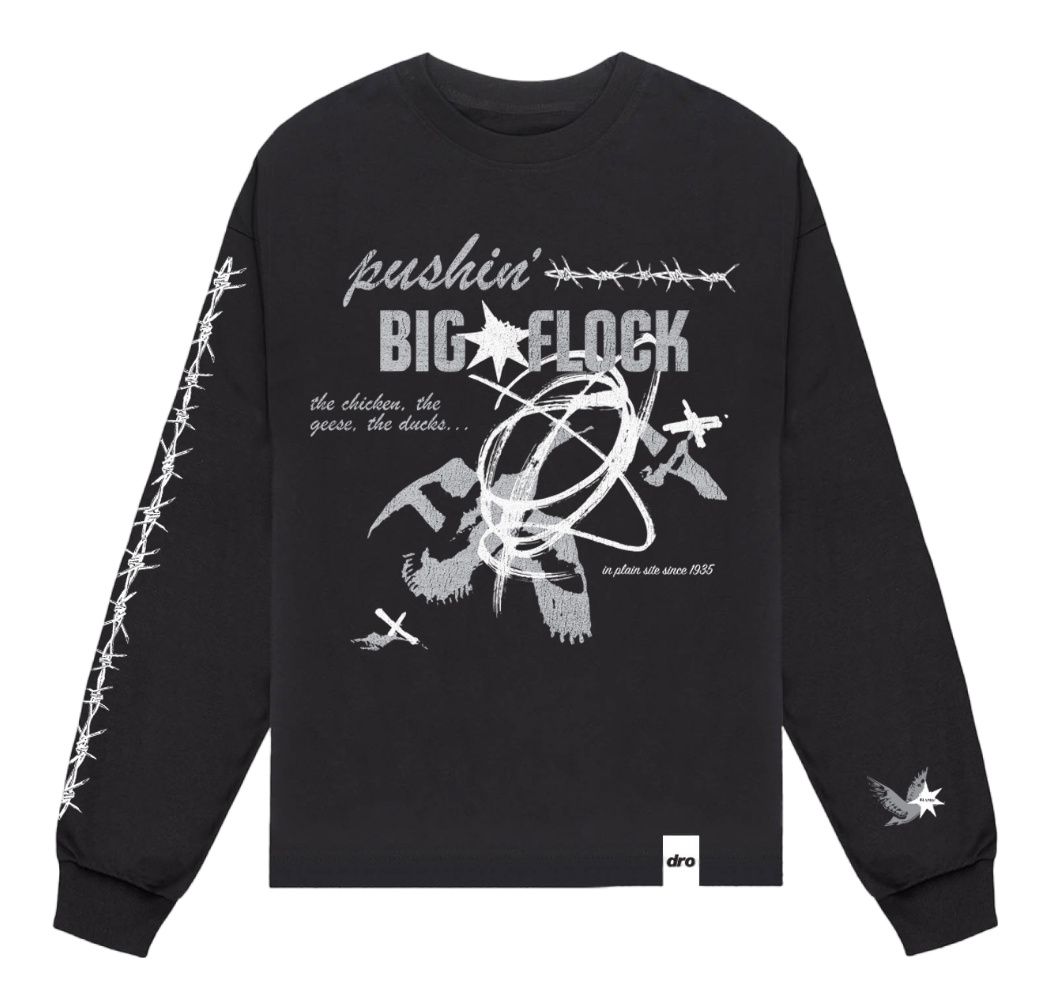 DRO Pushin' Big Flock long sleeve tee - Black -2EB472-BLACK - Karmaloop