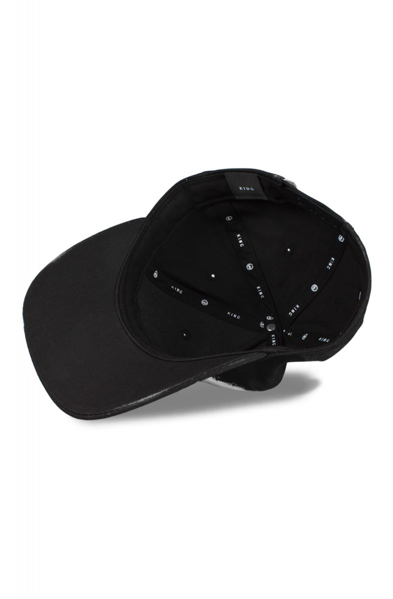 KING APPAREL Deranged Curved Peak Cap - Onyx Black AW23-DRCB-OS - Karmaloop