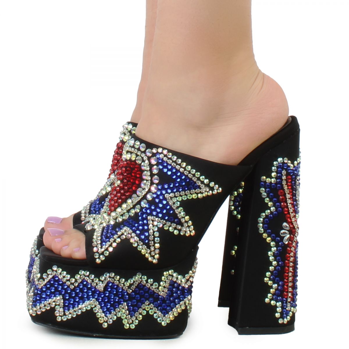 AZALEA WANG Logan Rhinestone Platform Heel LOGAN-MULTI - Karmaloop