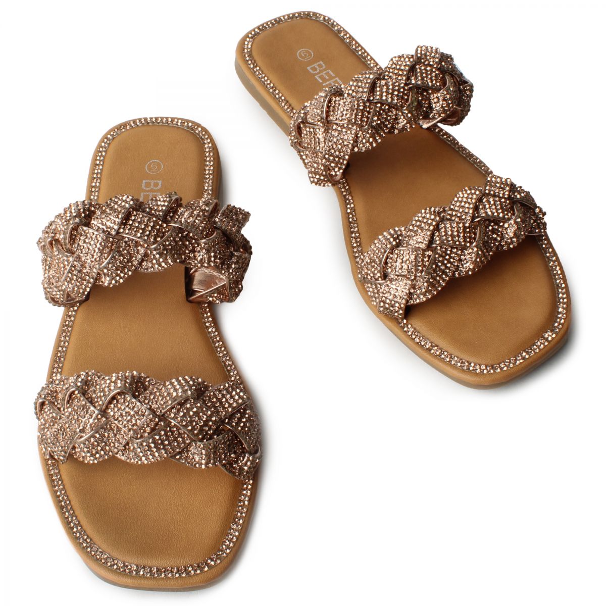 BERNESS SHOES Maddy 2 Band Rhinestone Sandal MADDY-CHAMP - Karmaloop